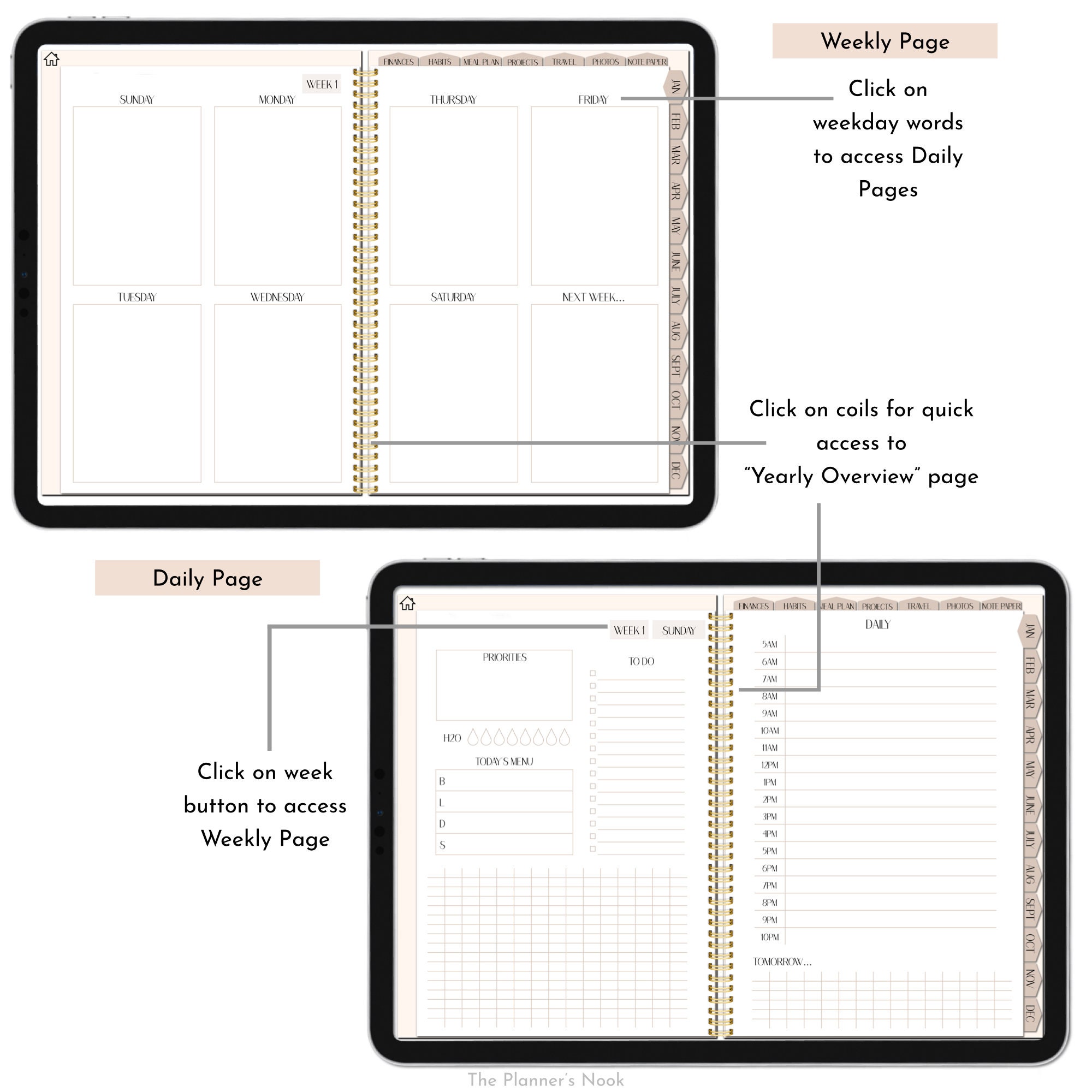 Aesthetic Minimalist Digital Planner & Digital Stickers for Goodnotes ...