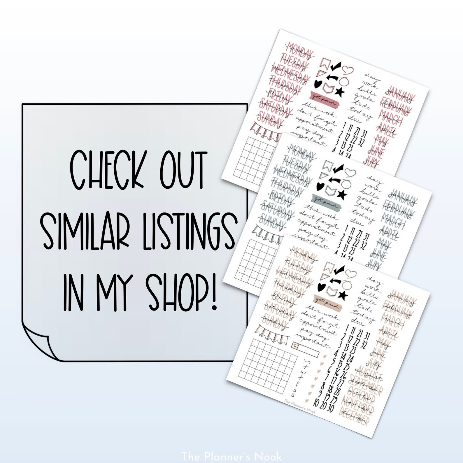 Minimalist Light Blue Calendar Digital Stickers for Goodnotes Planner ...