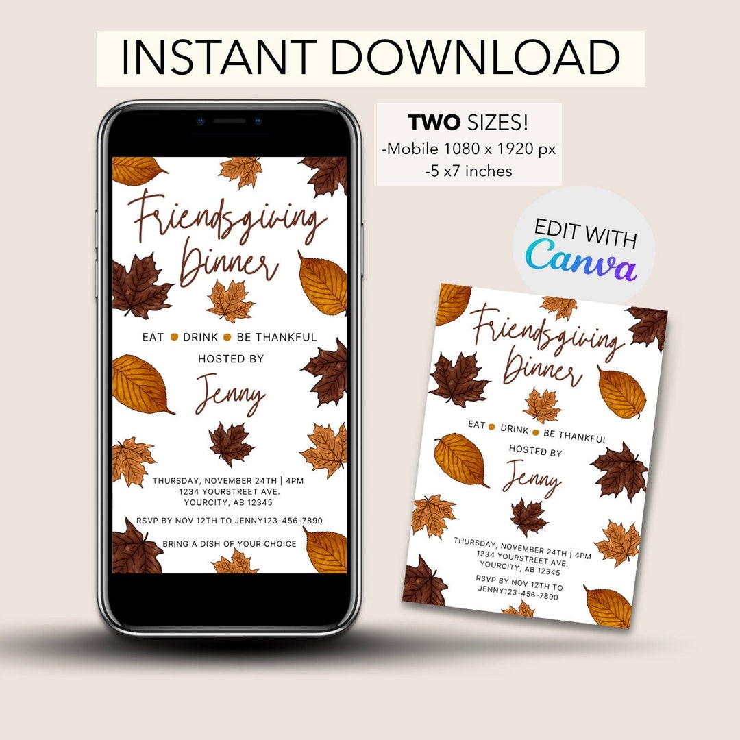 Friendsgiving Dinner, Phone Invitation, Friendsgiving Invite, Dinner ...