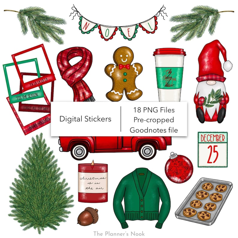 Christmas Clipart December Holiday Season Digital Planner Stickers ...