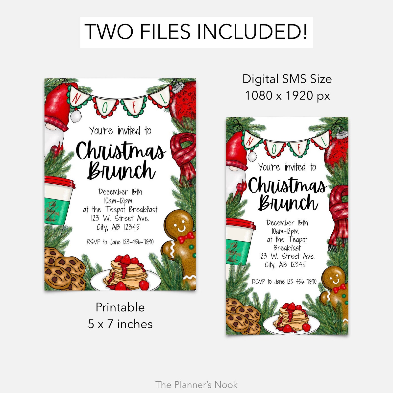 Christmas Brunch Editable Invitation, Mobile Invitation, Christmas ...