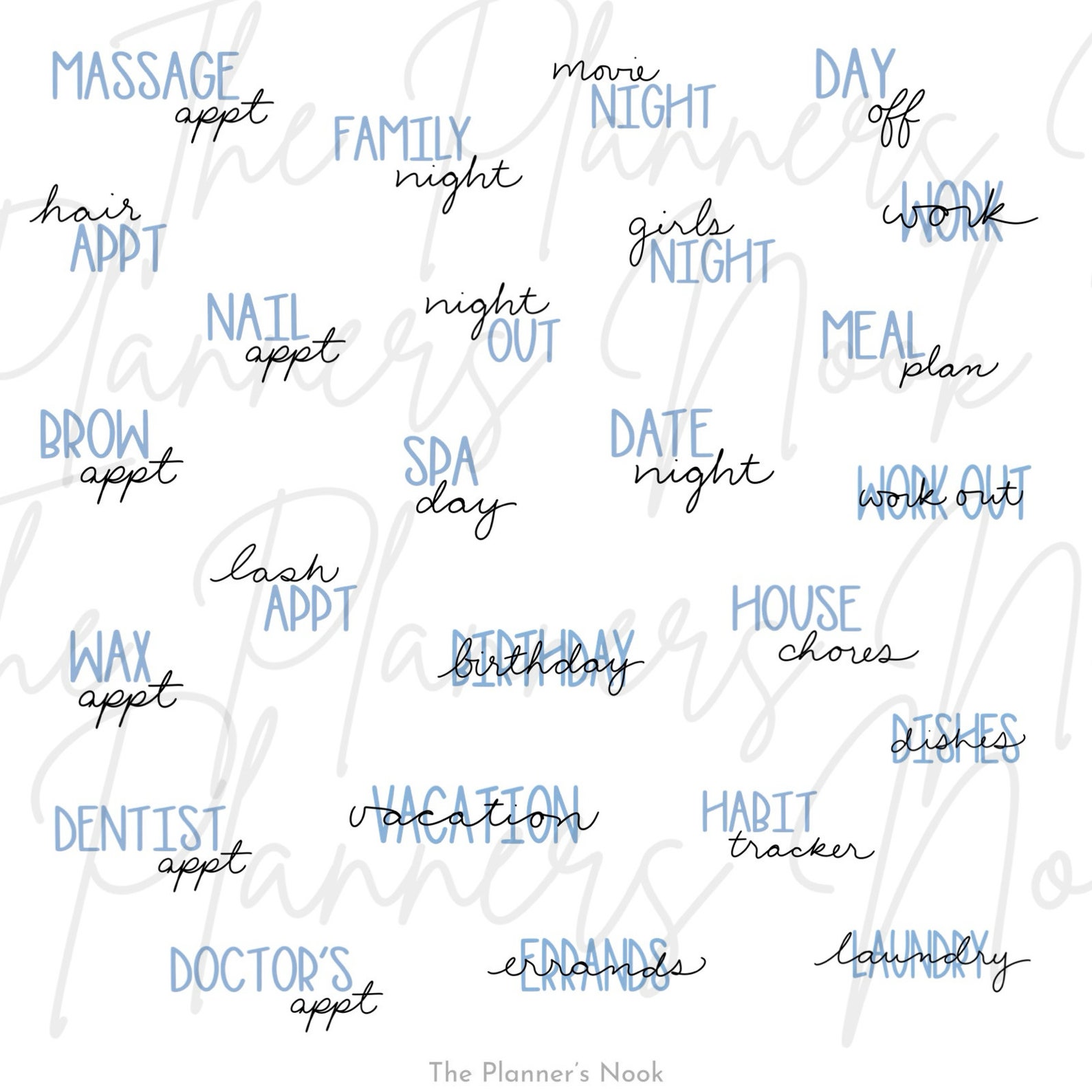 Minimalist Light Blue Daily Life Digital Stickers for Goodnotes Planner ...