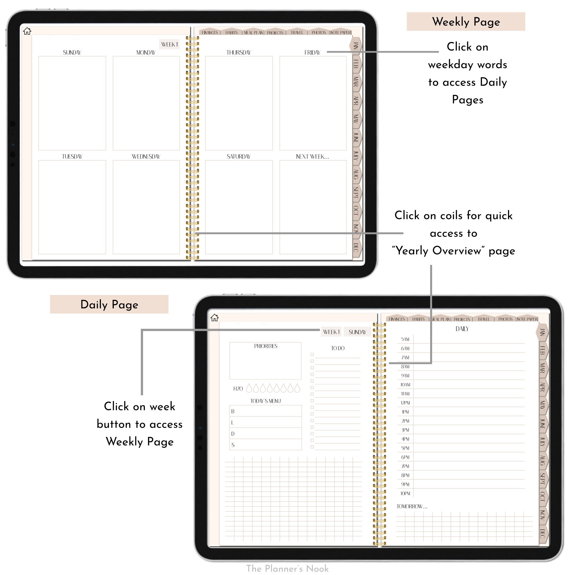 Aesthetic Minimalist Digital Planner for Goodnotes Month Weeks Days ...