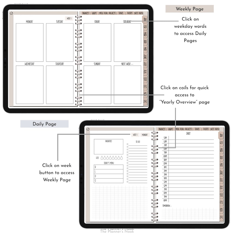 Minimalist Neutral Digital Planner for Goodnotes Digital Calendar Month ...