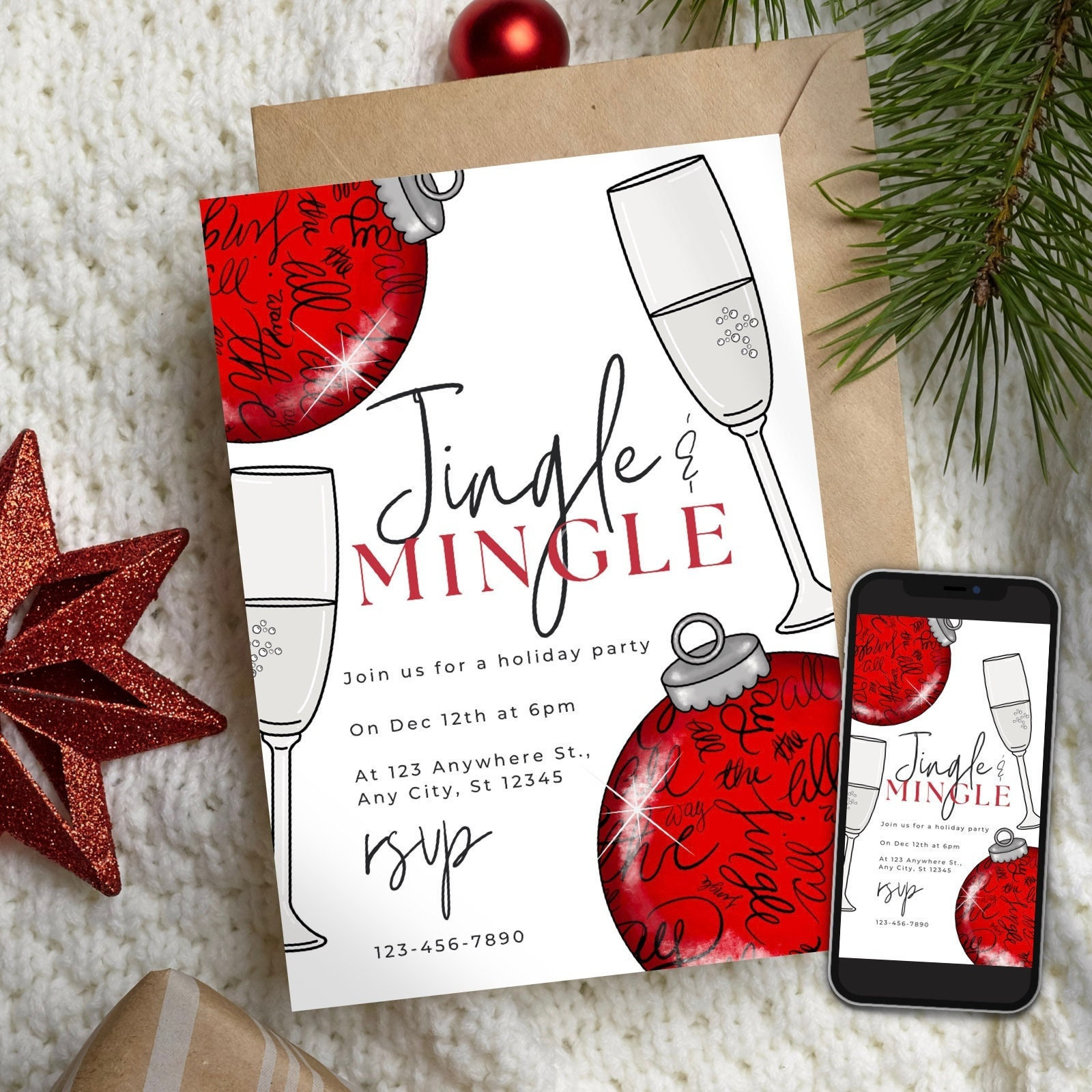 Jingle & Mingle, Editable Invitation, Mobile Invitation, Christmas ...