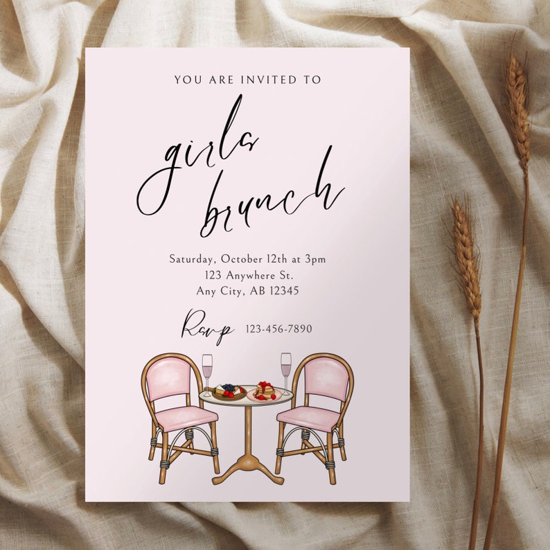Girls Brunch Editable Invitation, Girls Brunch Mobile Invitation, Girls ...