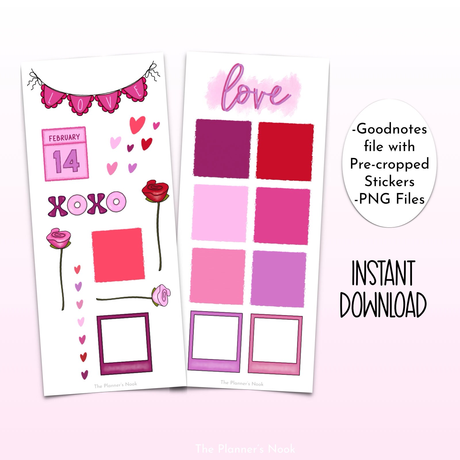 Valentine’s Day Digital Stickers Clipart Goodnotes File iPad Digital ...
