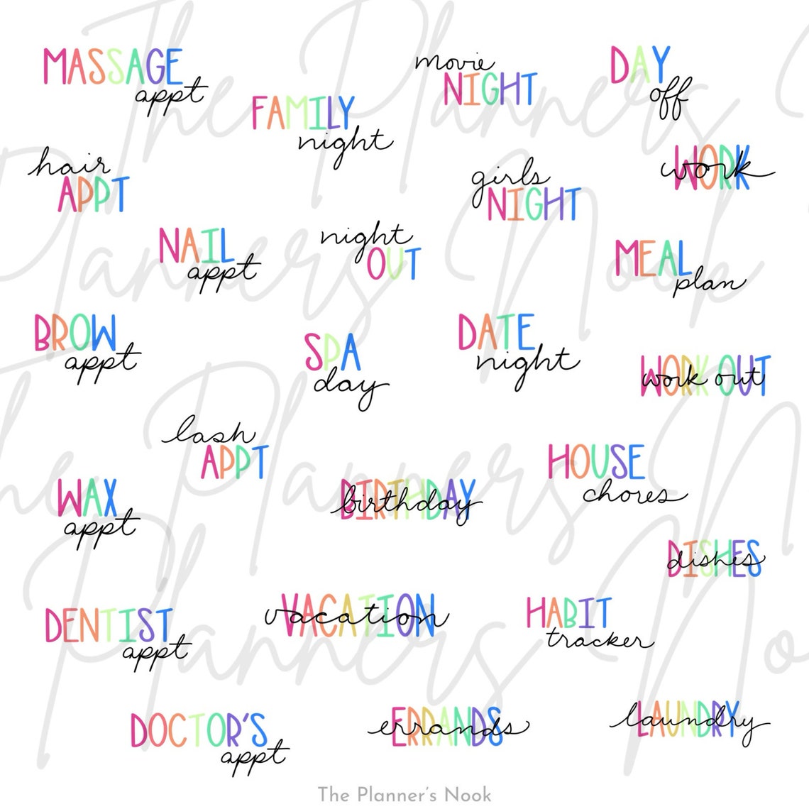 Minimalist Rainbow Daily Life Digital Stickers for Goodnotes Planner ...