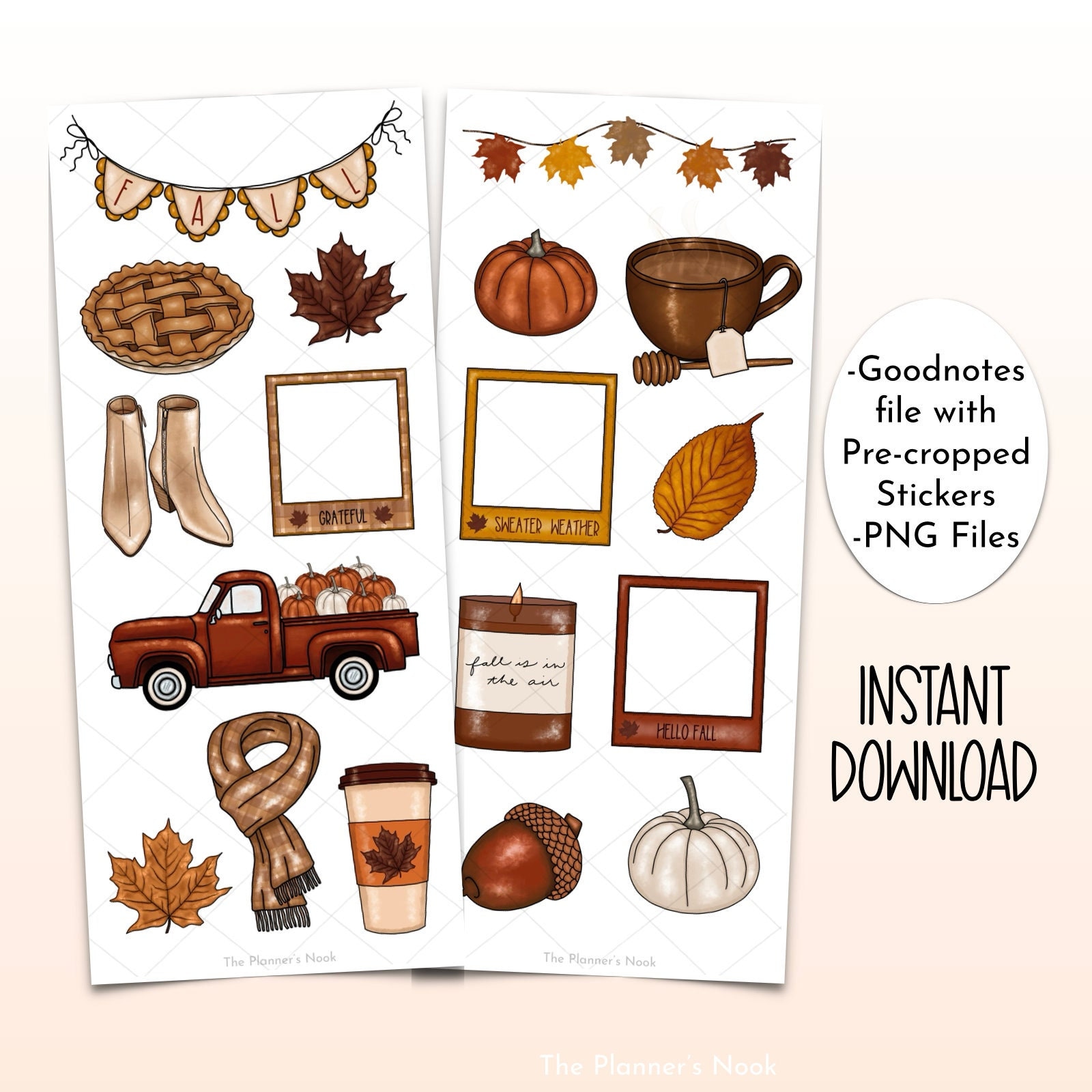 Fall Clipart Stickers: Cozy Autumn, Thanksgiving (goodnotes File) - Etsy