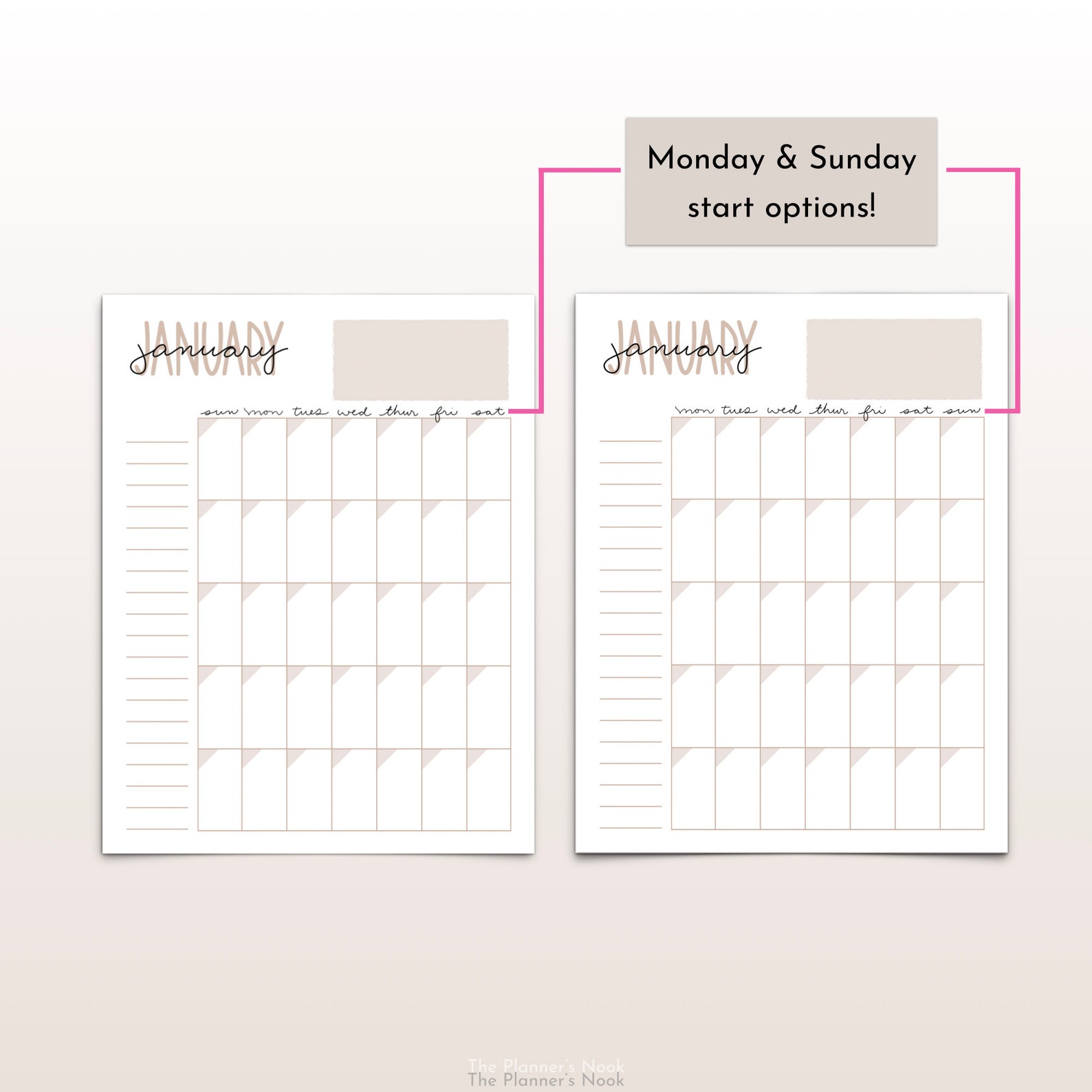 Minimalist Neutral Vertical Undated Monthly Calendar, Printable Blank ...
