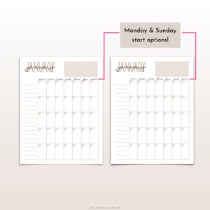 Minimalist Neutral Vertical Undated Monthly Calendar, Printable Blank ...