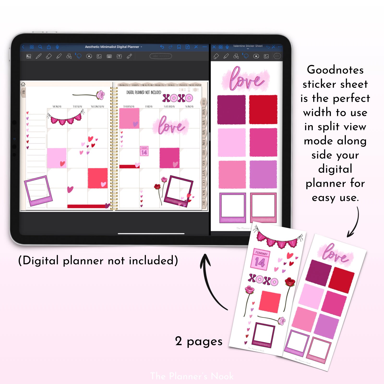 Valentine’s Day Digital Stickers Clipart Goodnotes File iPad Digital ...