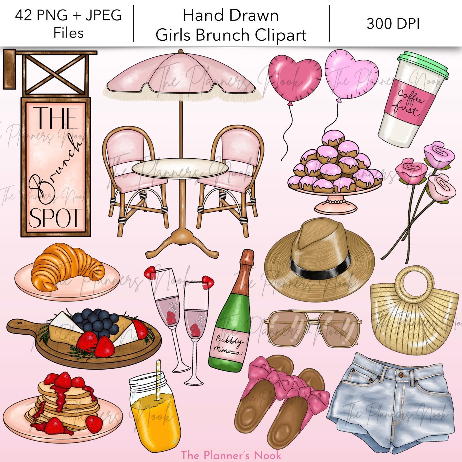Girls Brunch Clipart Girls Trip Bachelorette Brunch Birthday Friends Breakfast Girl Time Ladies ...