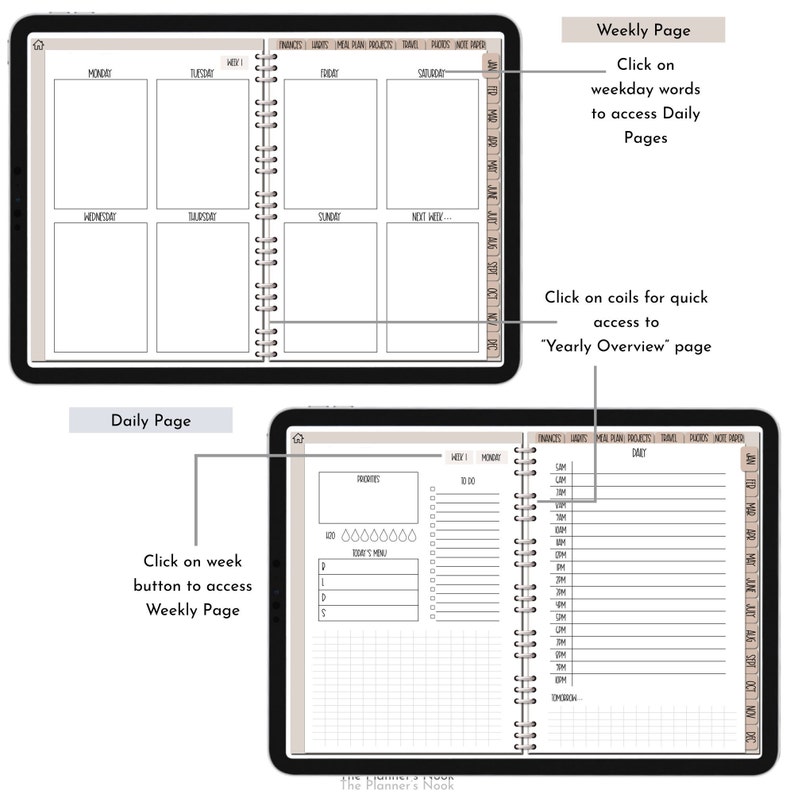 Minimalist Neutral Digital Planner & Calendar Stickers for Goodnotes ...