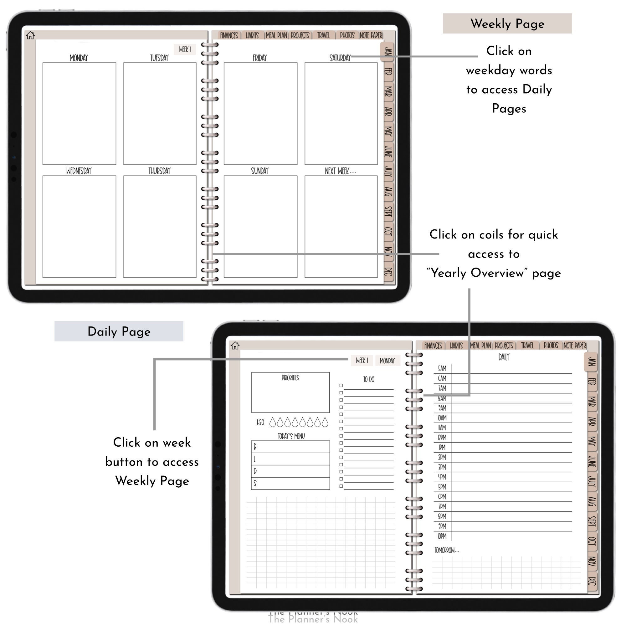Minimalist Neutral Digital Planner & Calendar Stickers for Goodnotes ...