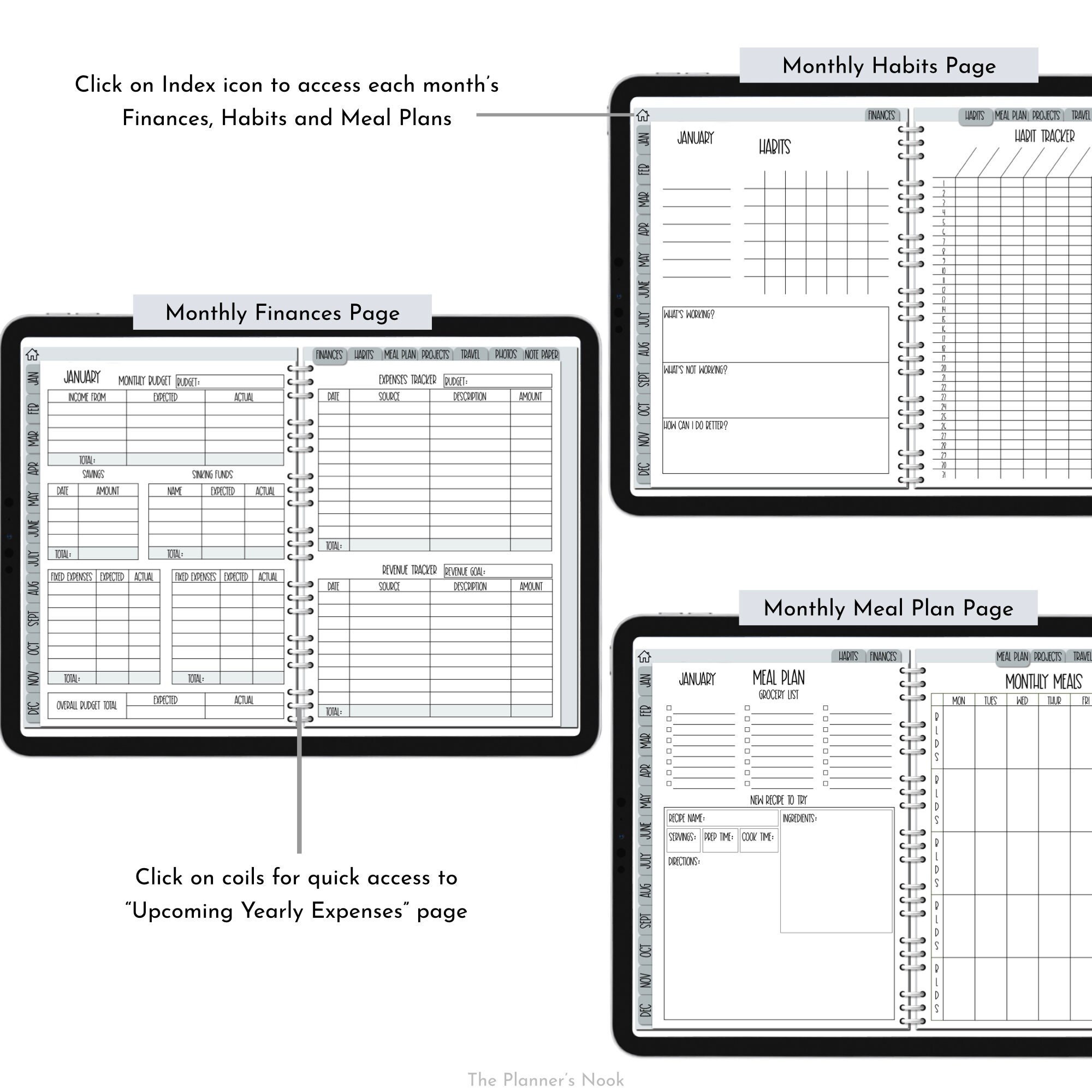 Minimalist Gray Digital Planner for Goodnotes Digital Calendar Month ...
