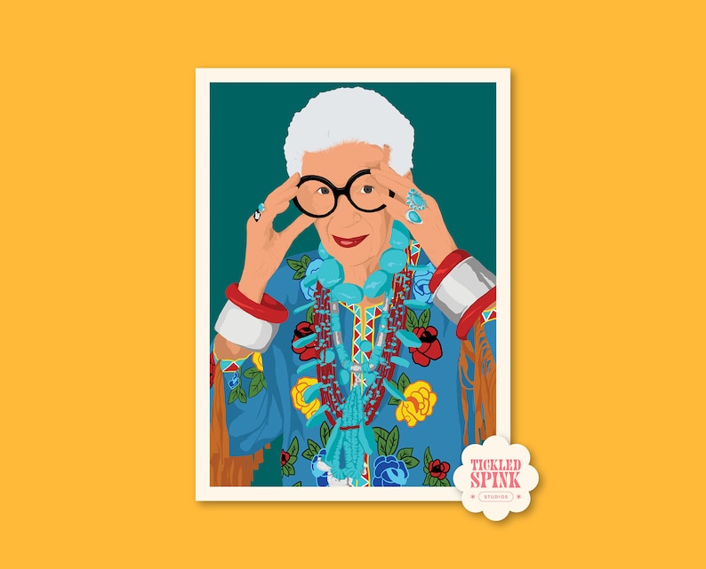 Iris Apfel Digital Print, Pastel, Portrait, Fashion, Home Decor, Iris ...