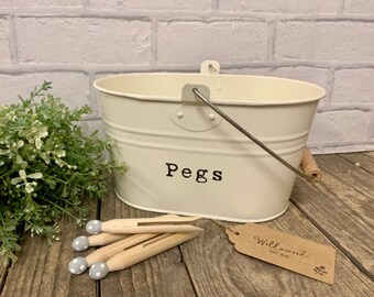 Vintage Style Clothes Peg Bucket - Etsy UK