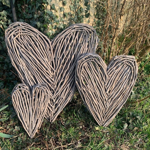 Grey Washed Large Wicker Heart - Etsy