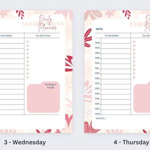 Floral Digital Daily Planner Printable Weekly US Letter A5 - Etsy