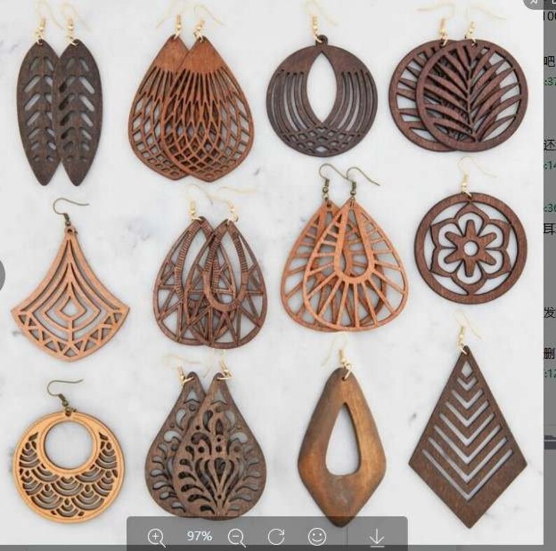 Wood Earrings for Woman, Wooden Earrings, Natural Wooden Earrings ...