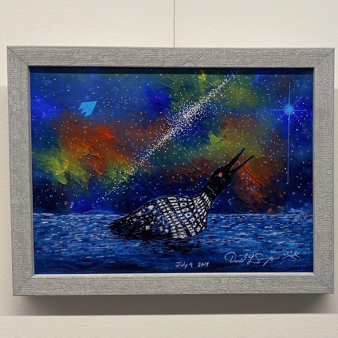 Loon Painting Original, Looking for Home, Loon on Water, Mi'kmaq Native ...