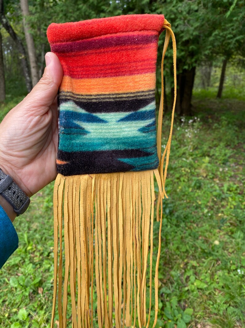 Small Bag, Fleece Pouch, Native American Bag, Native Design Bag, Purse ...