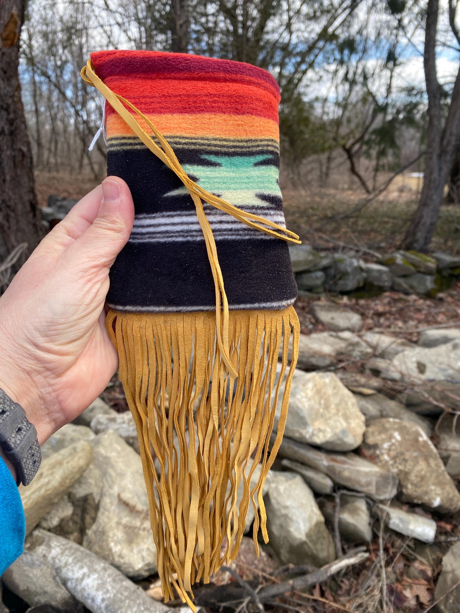 Small Bag, Fleece Pouch, Native American Bag, Native Design Bag, Purse ...