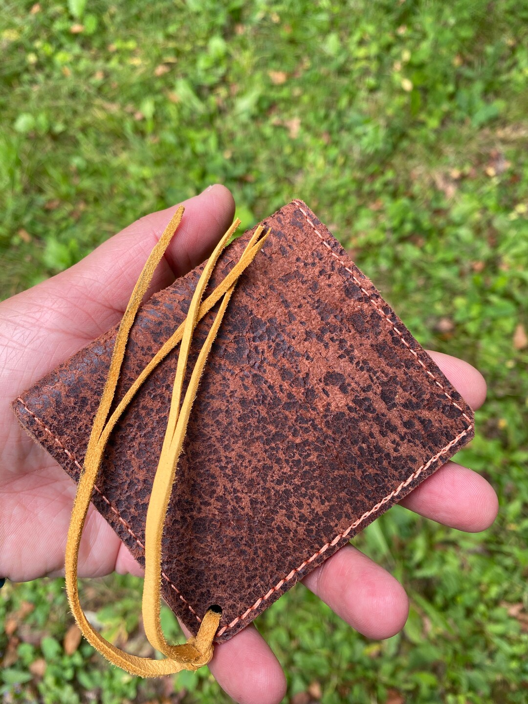 Leather Saddle Wallet Corner Tie, Leather Pouch, Small Leather Bag, Prayer Bag, Native American ...