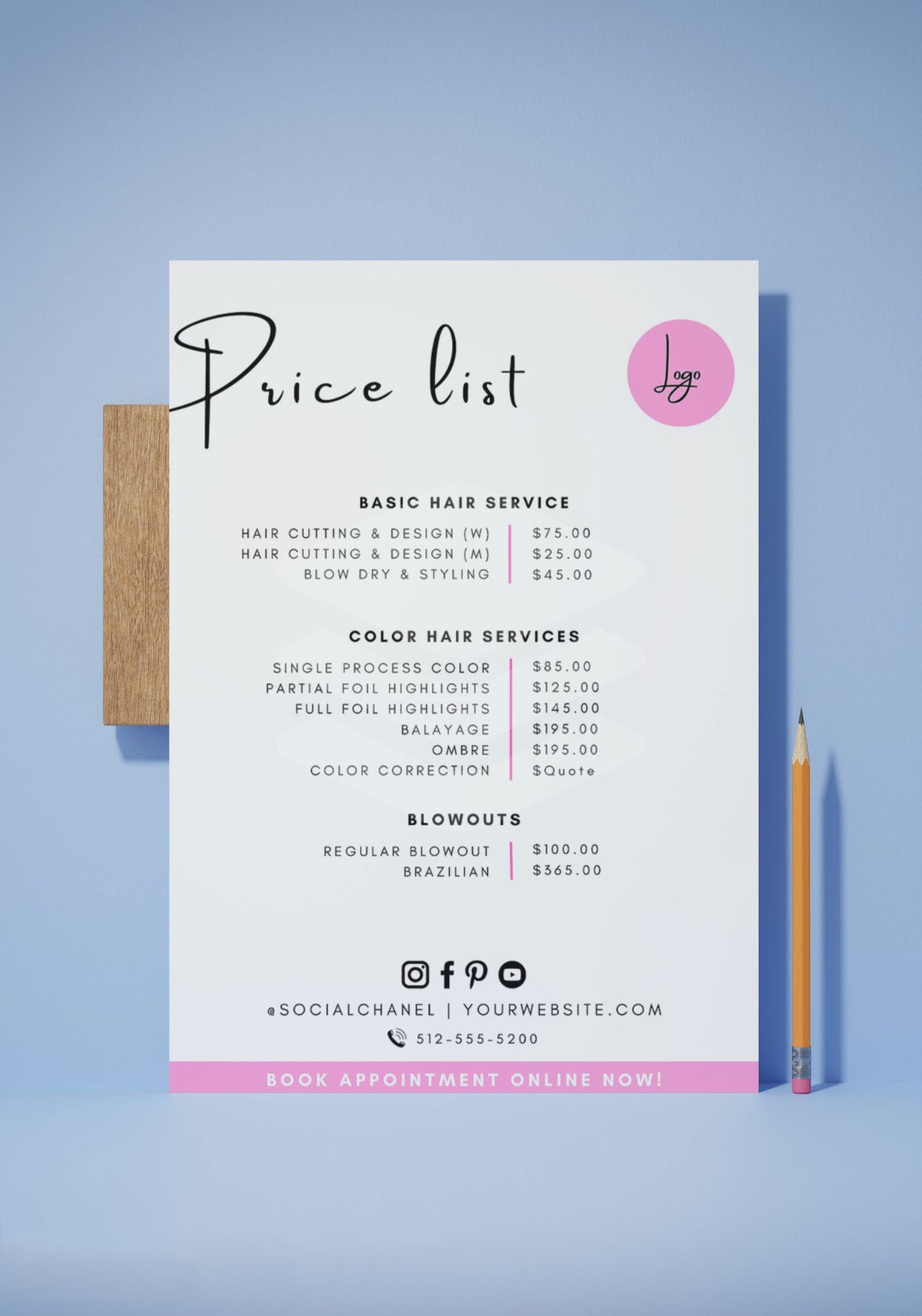 EDITABLE Price List Template Printable Business Price List - Etsy