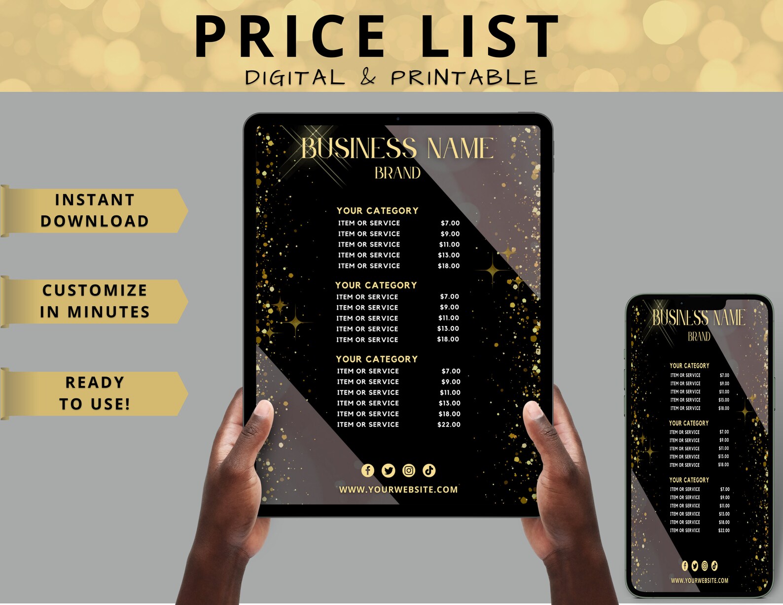 DIY Price List Template Printable Business Price List Salon - Etsy