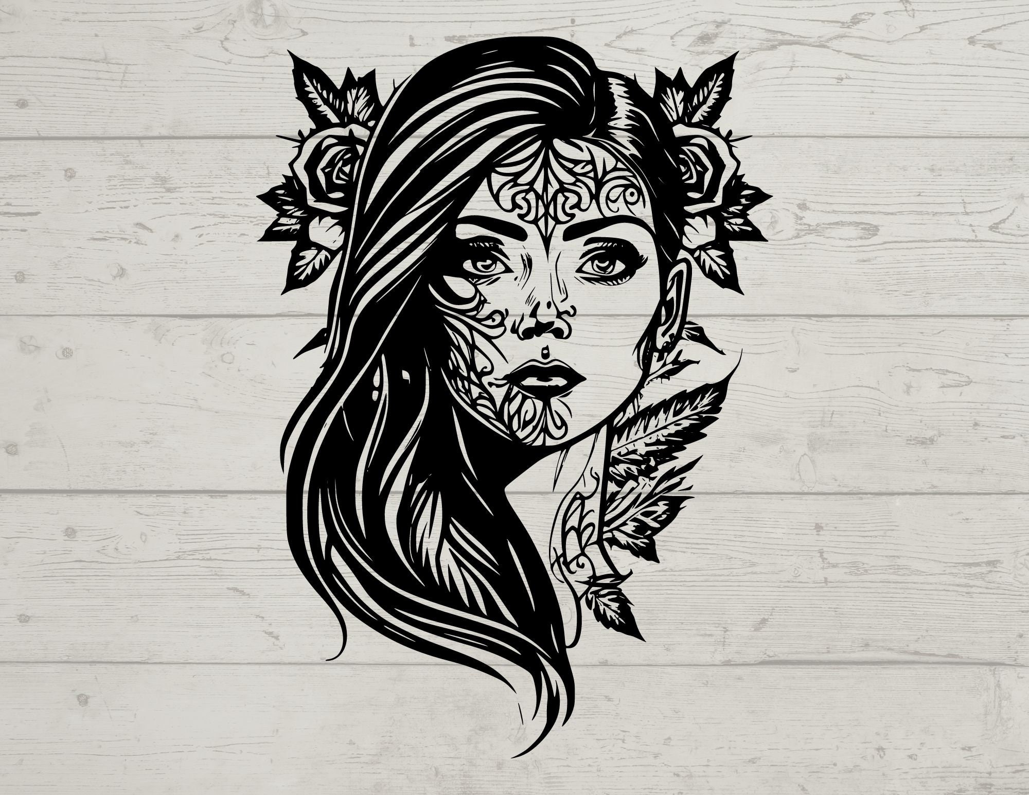 Tattoo Stencil Female Face SVG, PNG, Digital Download - Etsy Australia