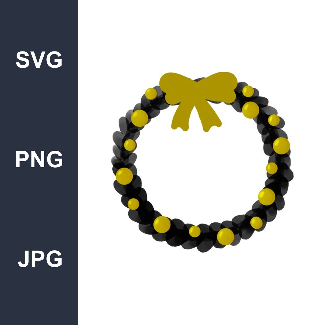 Black and Gold Wreath SVG Instant Download SVG, PNG, Jpg Digital ...