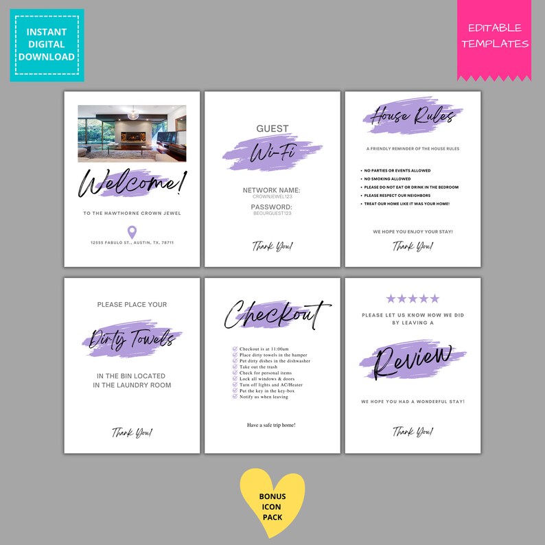 EDITABLE Airbnb Host Sign Templates 7 Printable Digital - Etsy