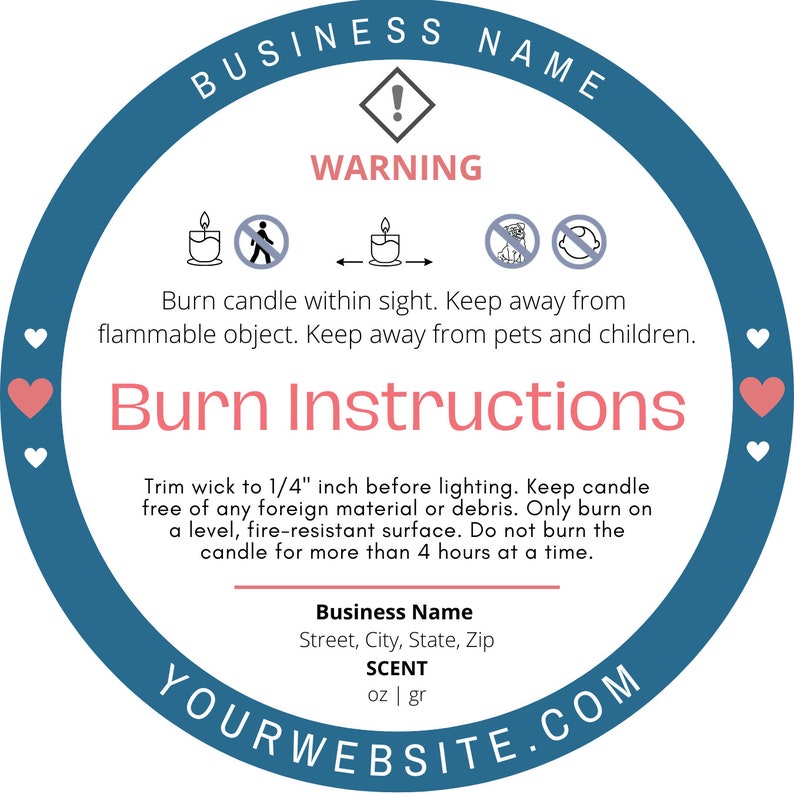 DIGITAL DOWNLOAD Candle Warning Label Template Fire Safety - Etsy