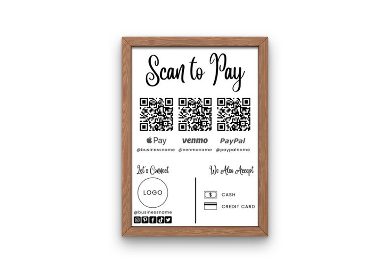 Printable Payment Sign, DIY QR Code Sign Template, Editable Scan to Pay ...