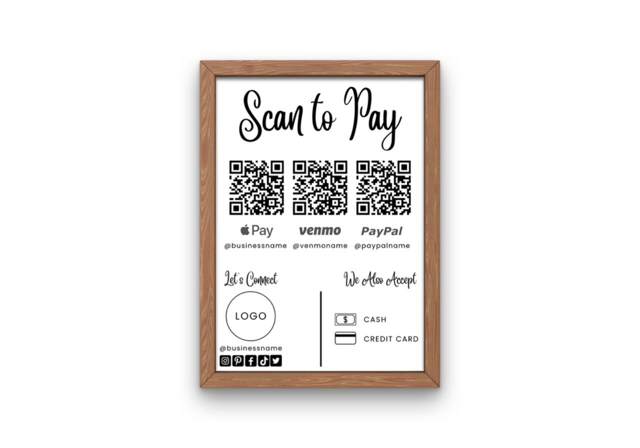 Printable Payment Sign DIY QR Code Sign Template Editable - Etsy Australia