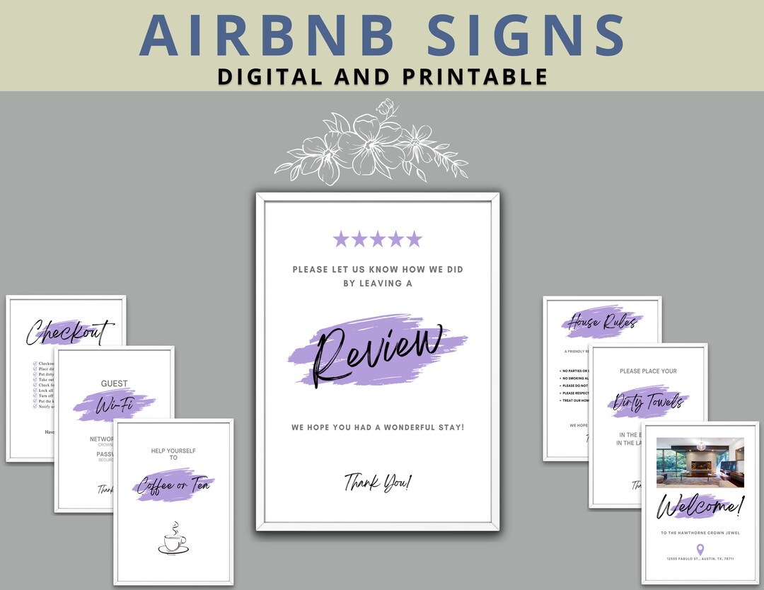 EDITABLE Airbnb Host Sign Templates | 7 Printable Digital Business ...