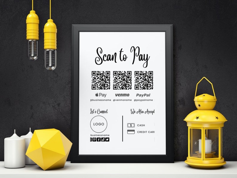 Printable Payment Sign DIY QR Code Sign Template Editable - Etsy