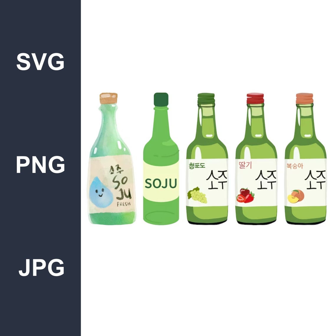 Soju - SVG Instant Download SVG, PNG, Jpg Digital Download - Etsy Canada