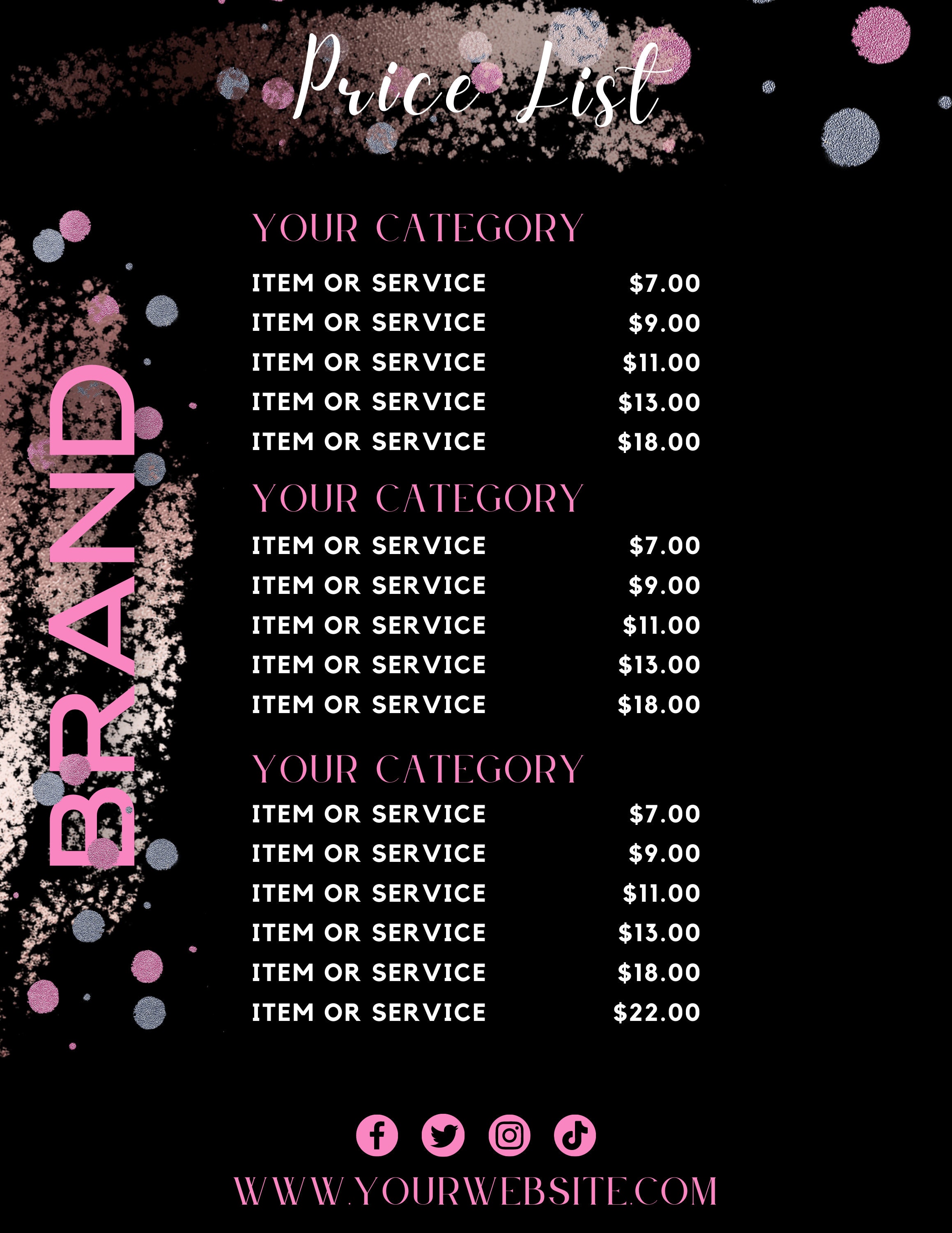 DIY Price List Template Printable Business Price List for - Etsy