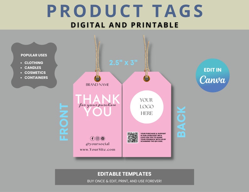 Editable Price Tag Template Product Tags Custom Clothing - Etsy
