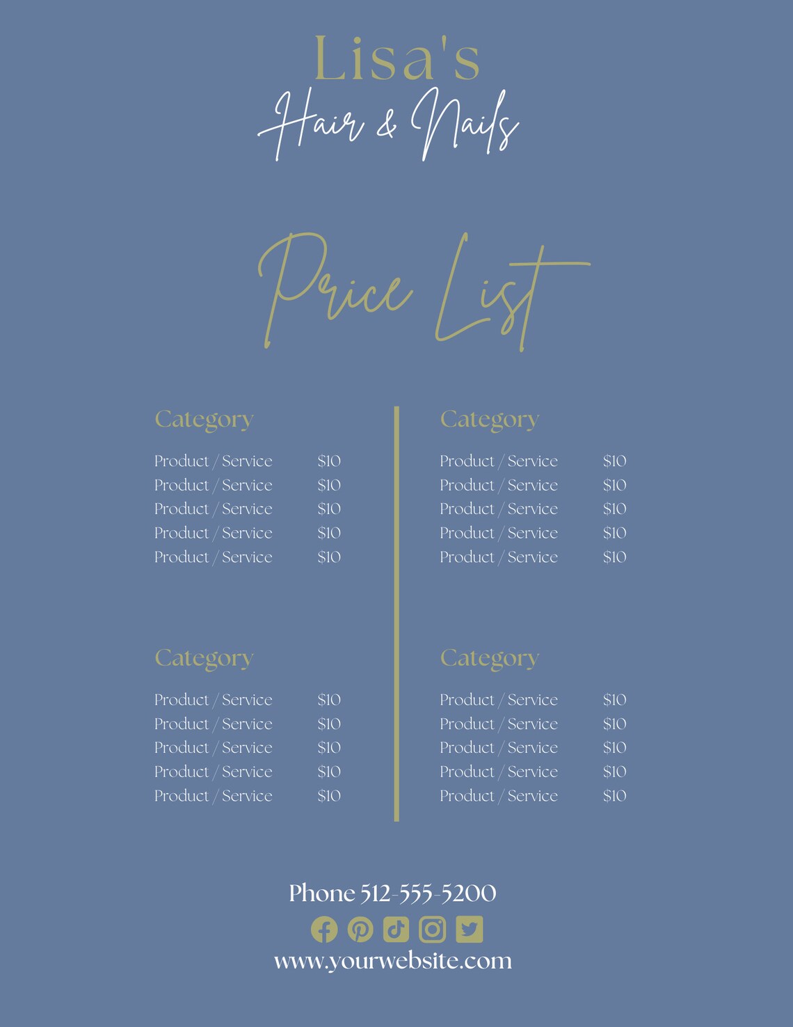 EDITABLE Price List Template Printable Business Price List - Etsy
