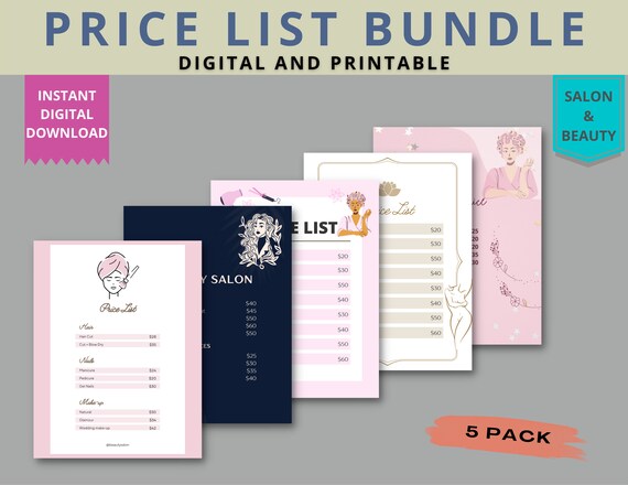 Price List Templates Bundle Printable Business Price List - Etsy