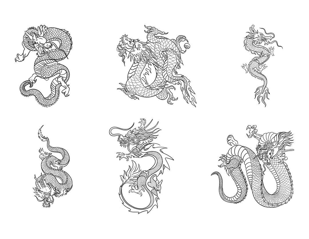 Dragon Line Art SVG Instant Download SVG, PNG, Jpg Digital Download - Etsy