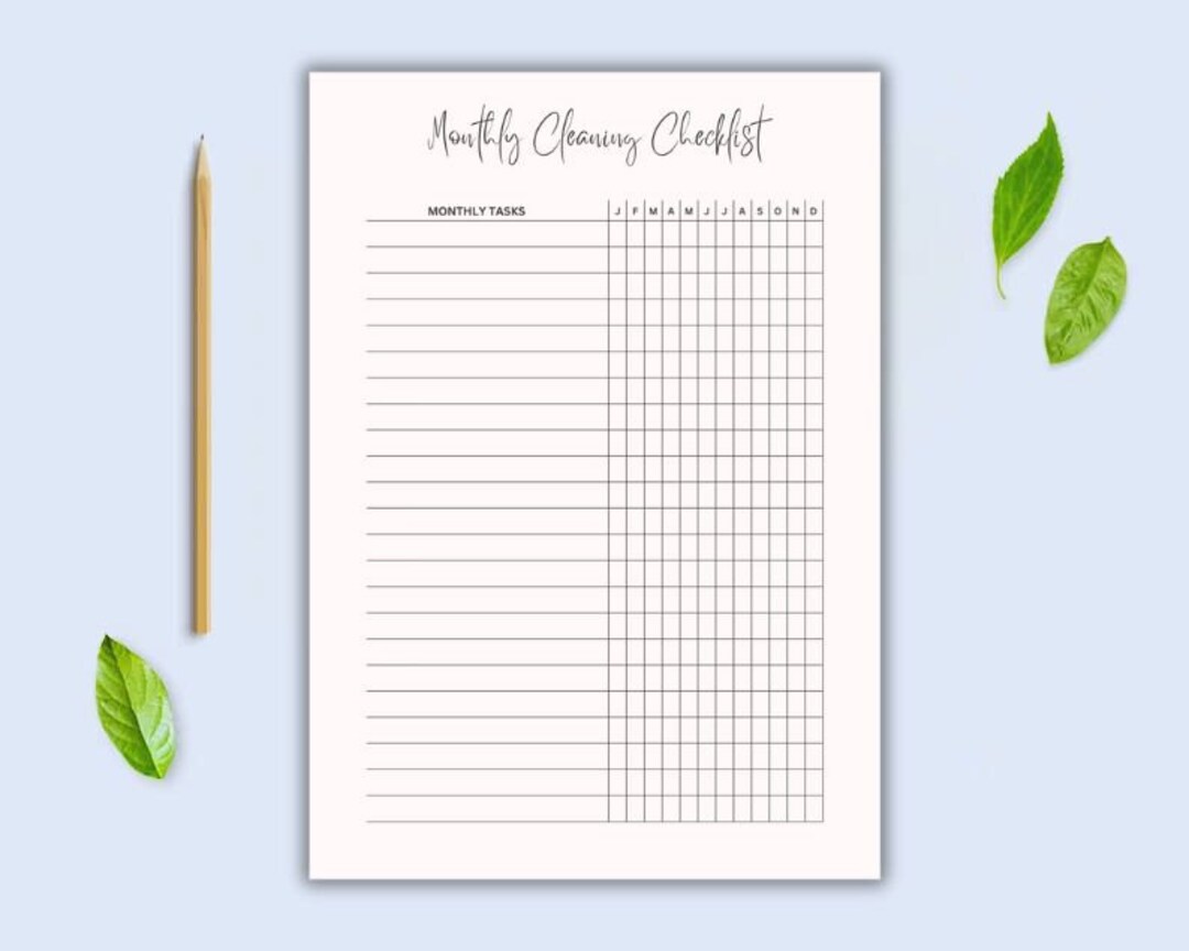 Monthly Cleaning Checklist | Printable - Etsy