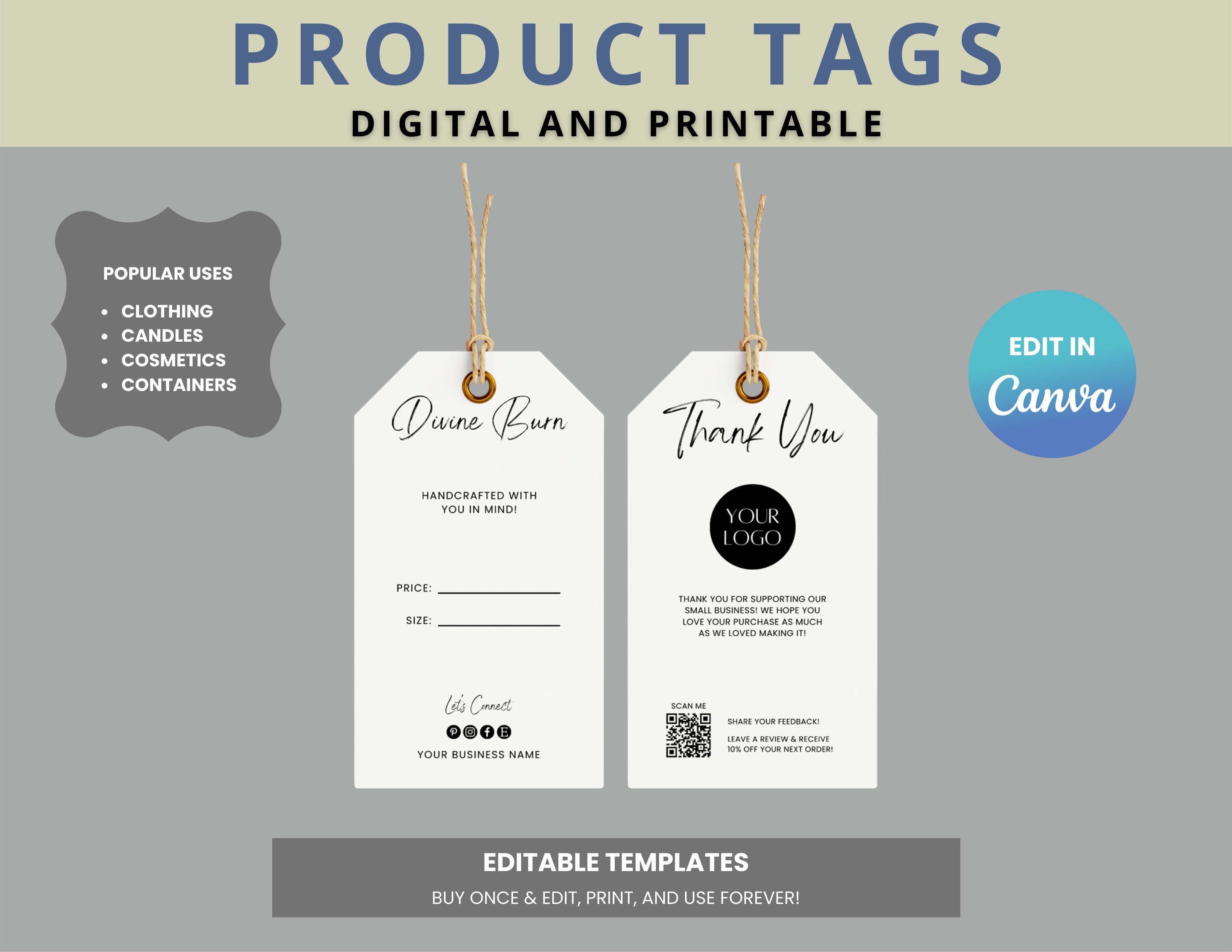 Editable Price Tag Template Product Tags Custom Clothing - Etsy