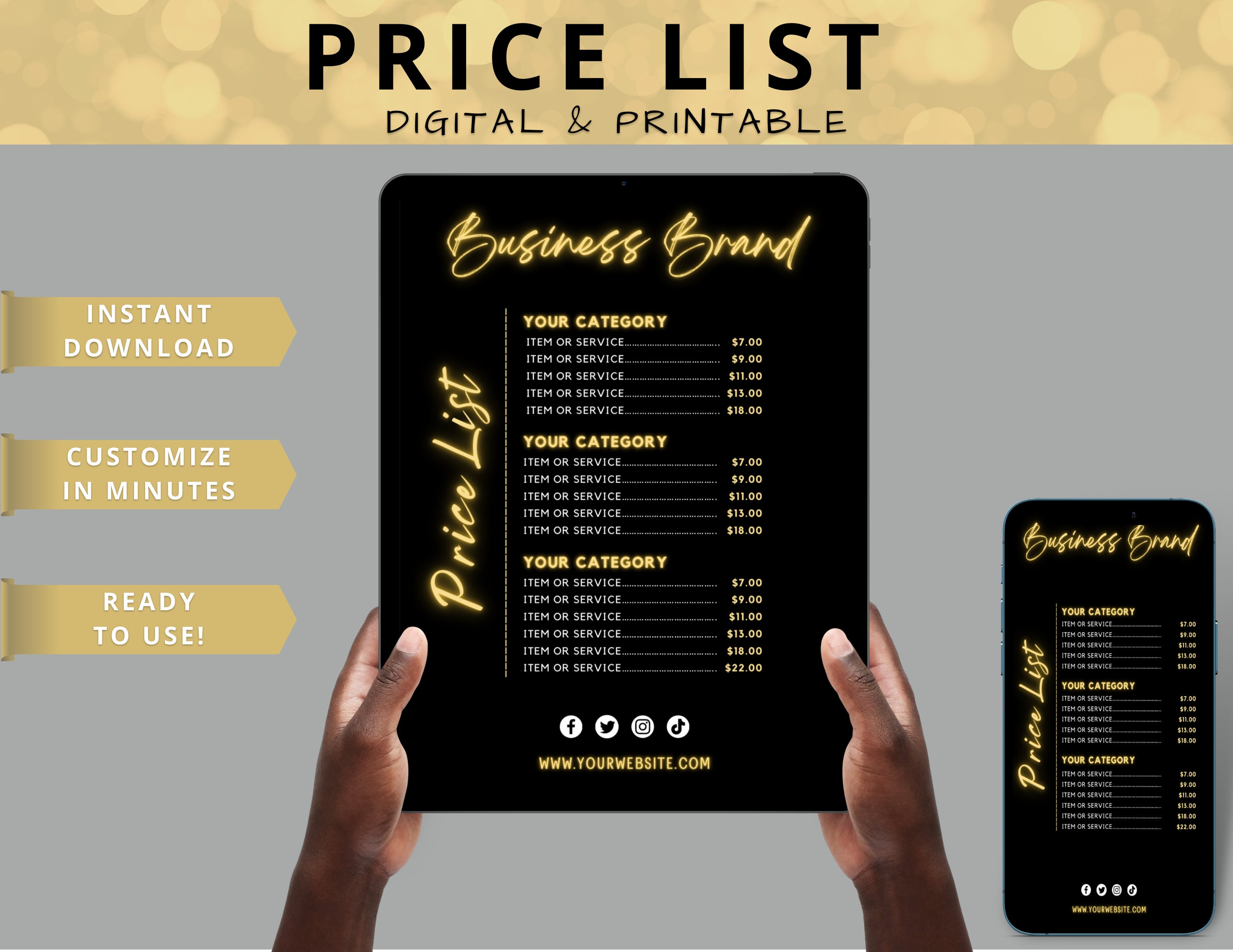 DIY Price List Template Printable Business Price List for - Etsy