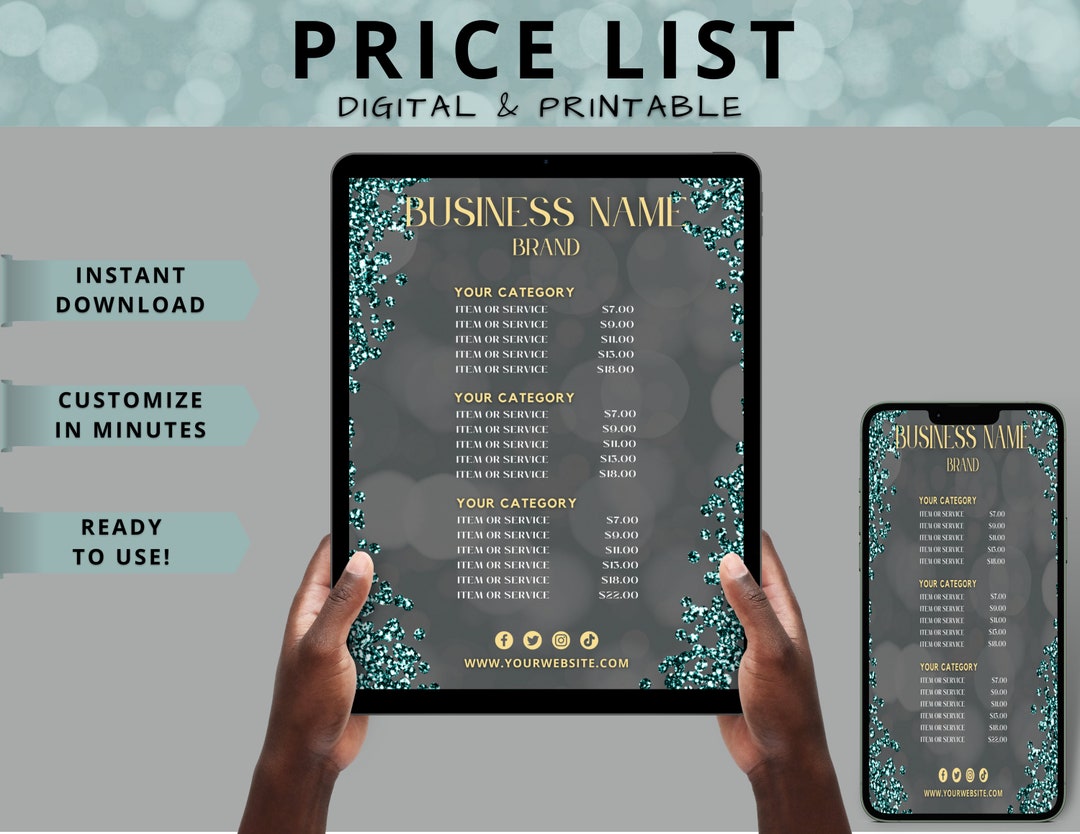 DIY Price List Template | Printable Business Price List | for Hair ...