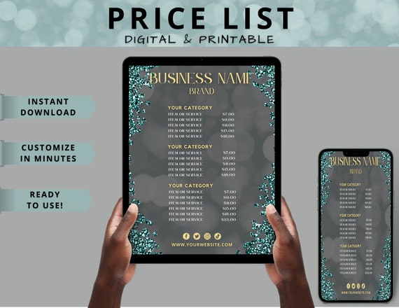 DIY Price List Template Printable Business Price List for - Etsy